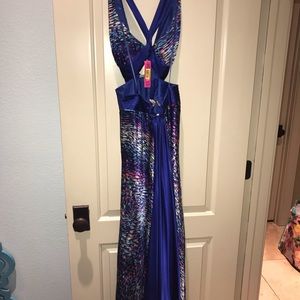 Morgan & Co. | Dresses | Formal Dress Blue Multicolor Floor Length ...